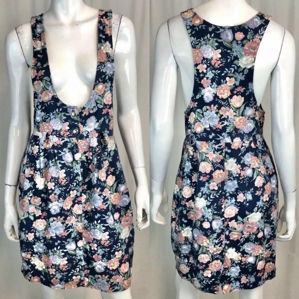 Mainframe 80s 90s Floral Jumper Tank Grunge Dress - Gem